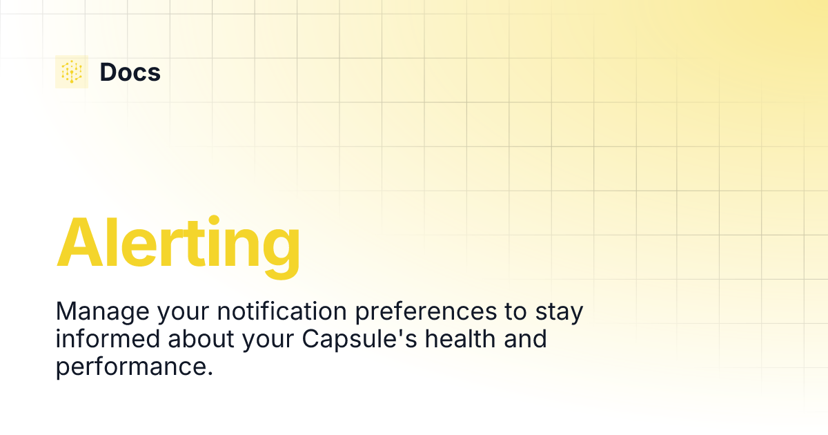 Alerting (Coming Soon) | Docs